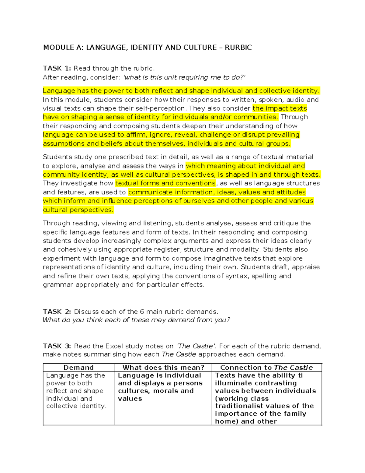 Module A Language - yes - MODULE A: LANGUAGE, IDENTITY AND CULTURE ...