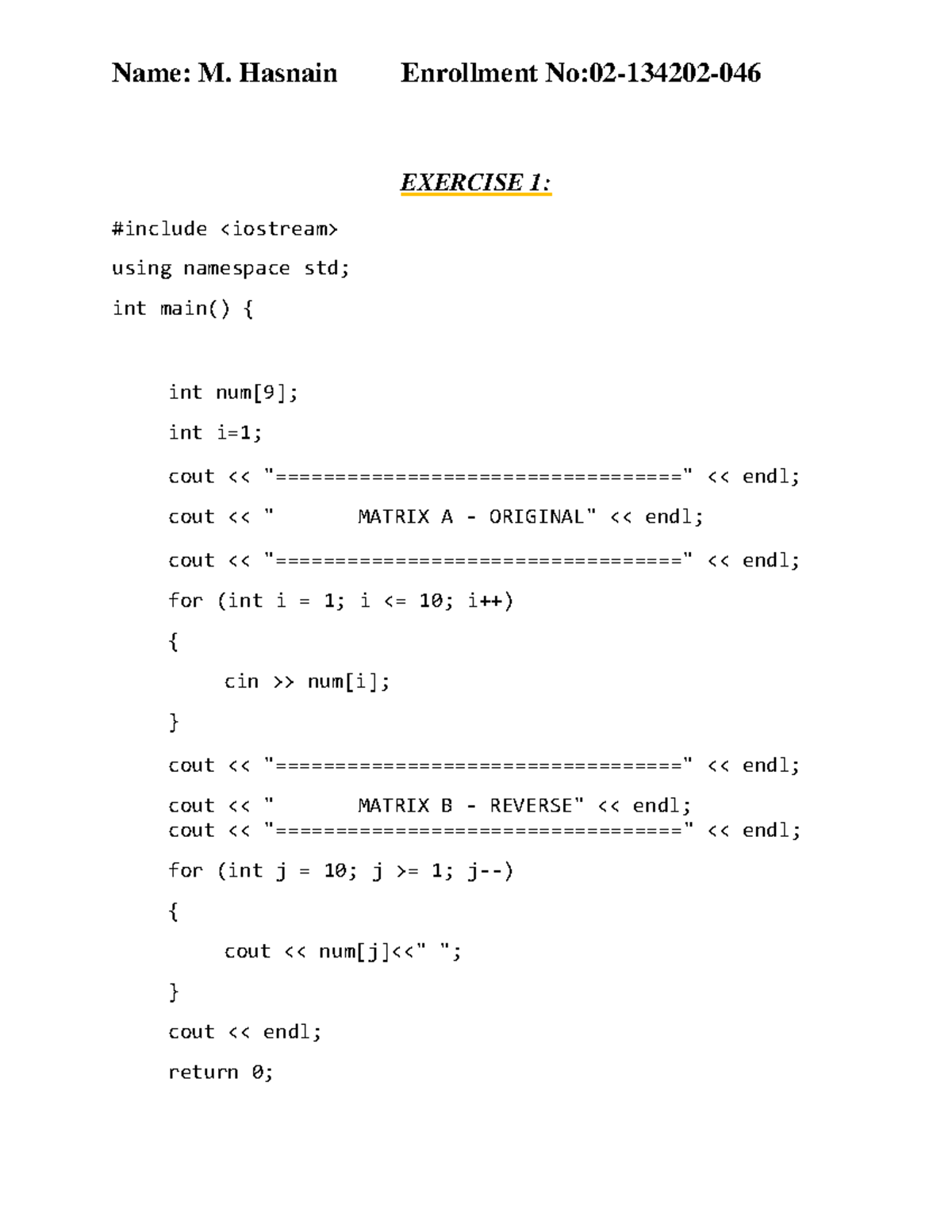 02 134202 046 7745884361 06112020 112758 pm - EXERCISE 1: #include ...