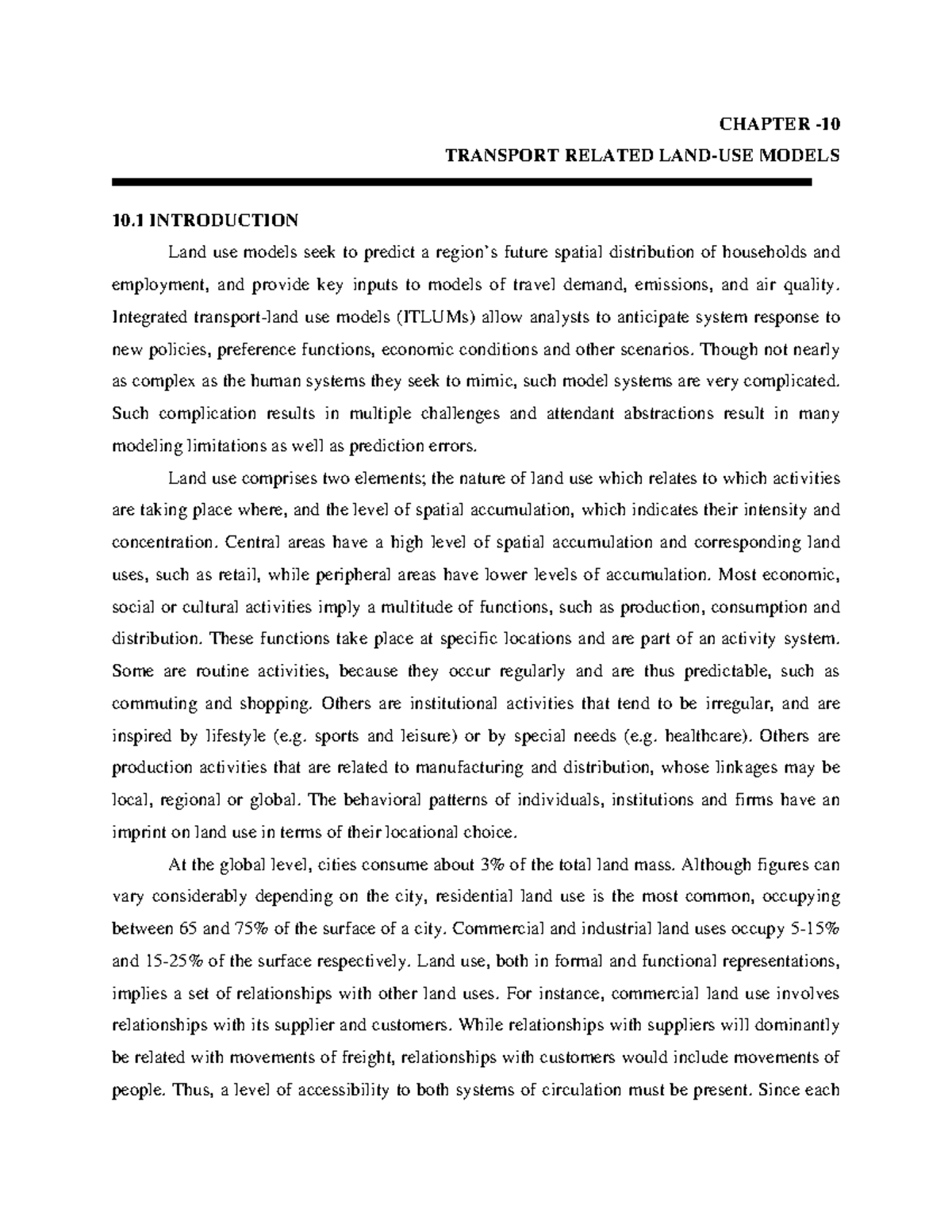Lecture 1 - transport - CHAPTER - TRANSPORT RELATED LAND-USE MODELS 10 ...