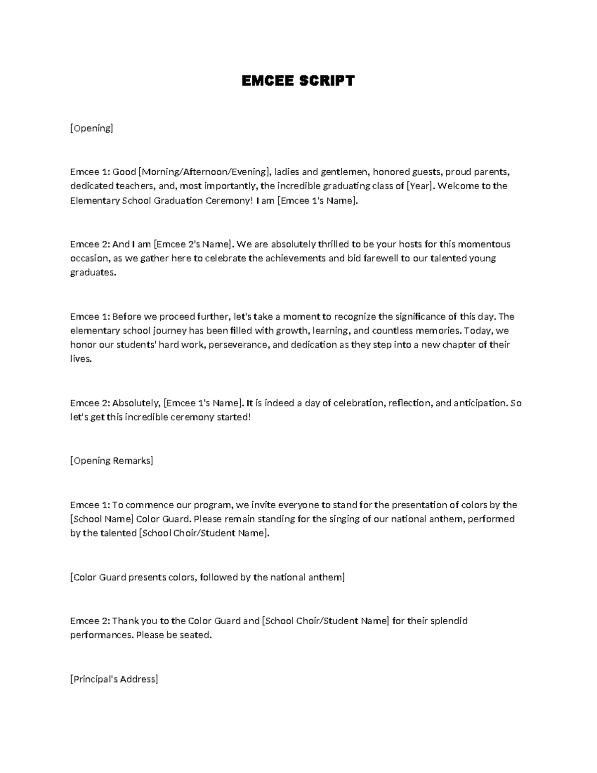 2 Emcee Script - n/a - EMCEE SCRIPT [Opening] Emcee 1: Good [Morning ...