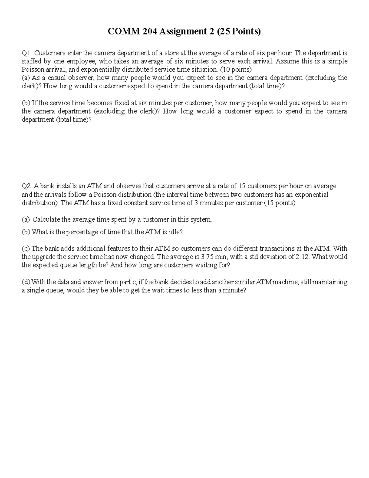 COMM 204 Assignment-2 - COMM 204 Assignment-2 - COMM 204 Assignment 2 ...