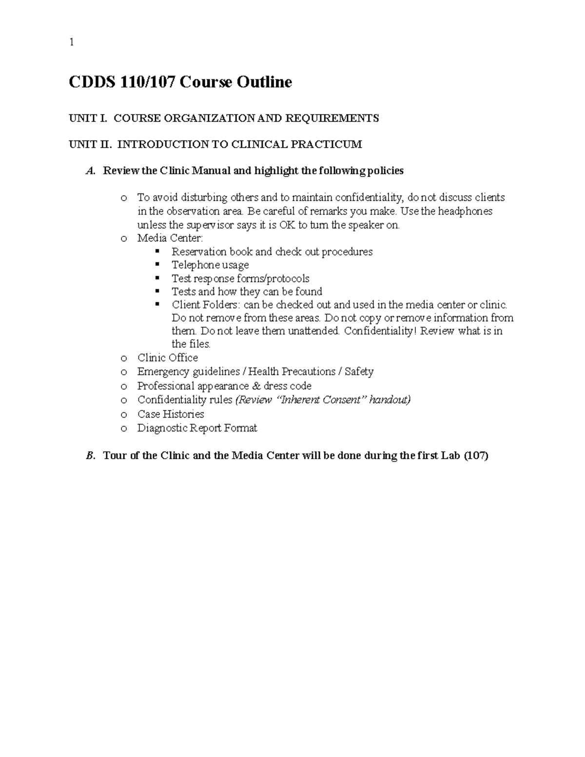 CDDS 110 all notes from semester - 1 CDDS Course Outline UNIT I. COURSE ...