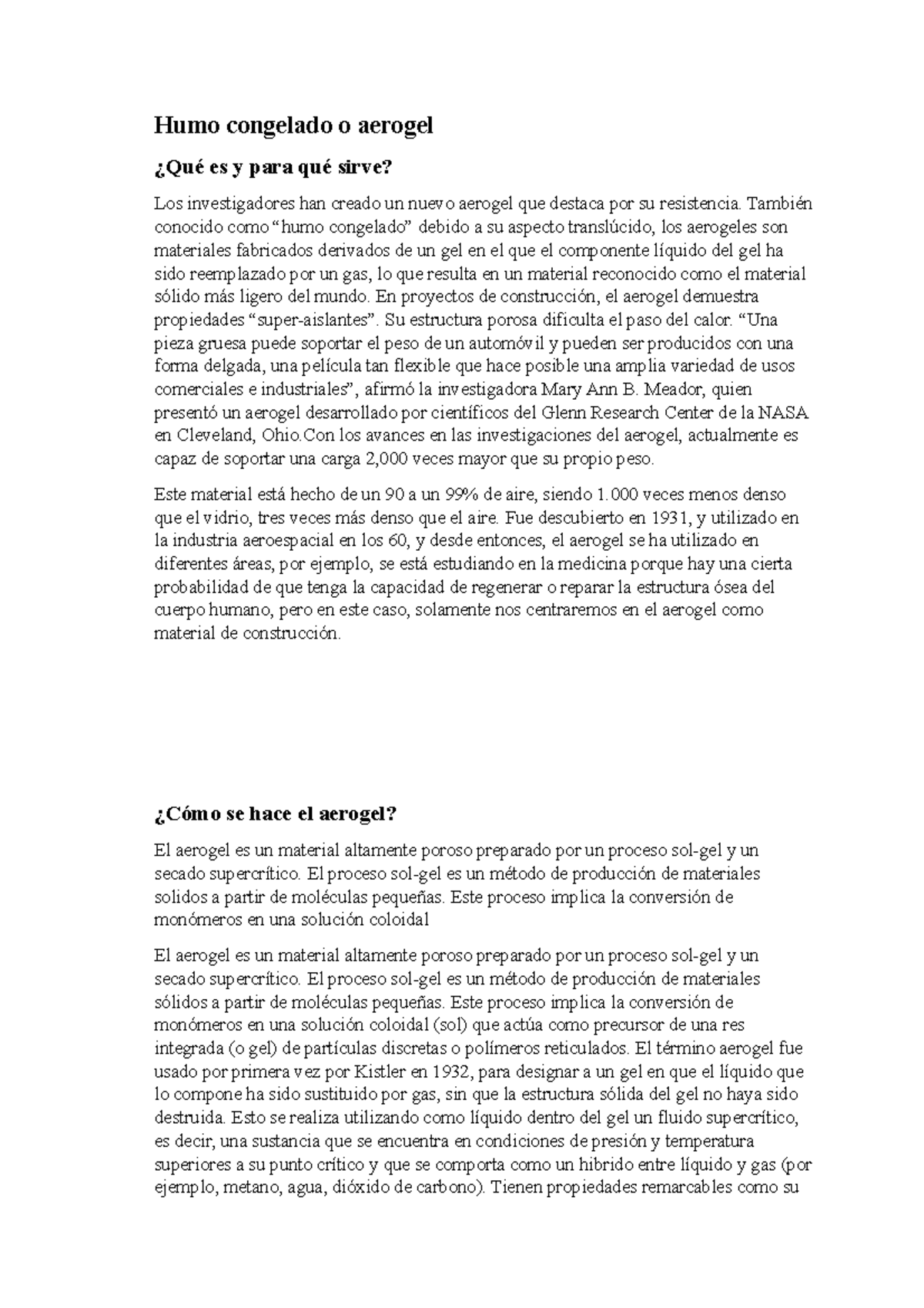 Humo congelado o aerogel - Humo congelado o aerogel ¿Qué es y para qué ...