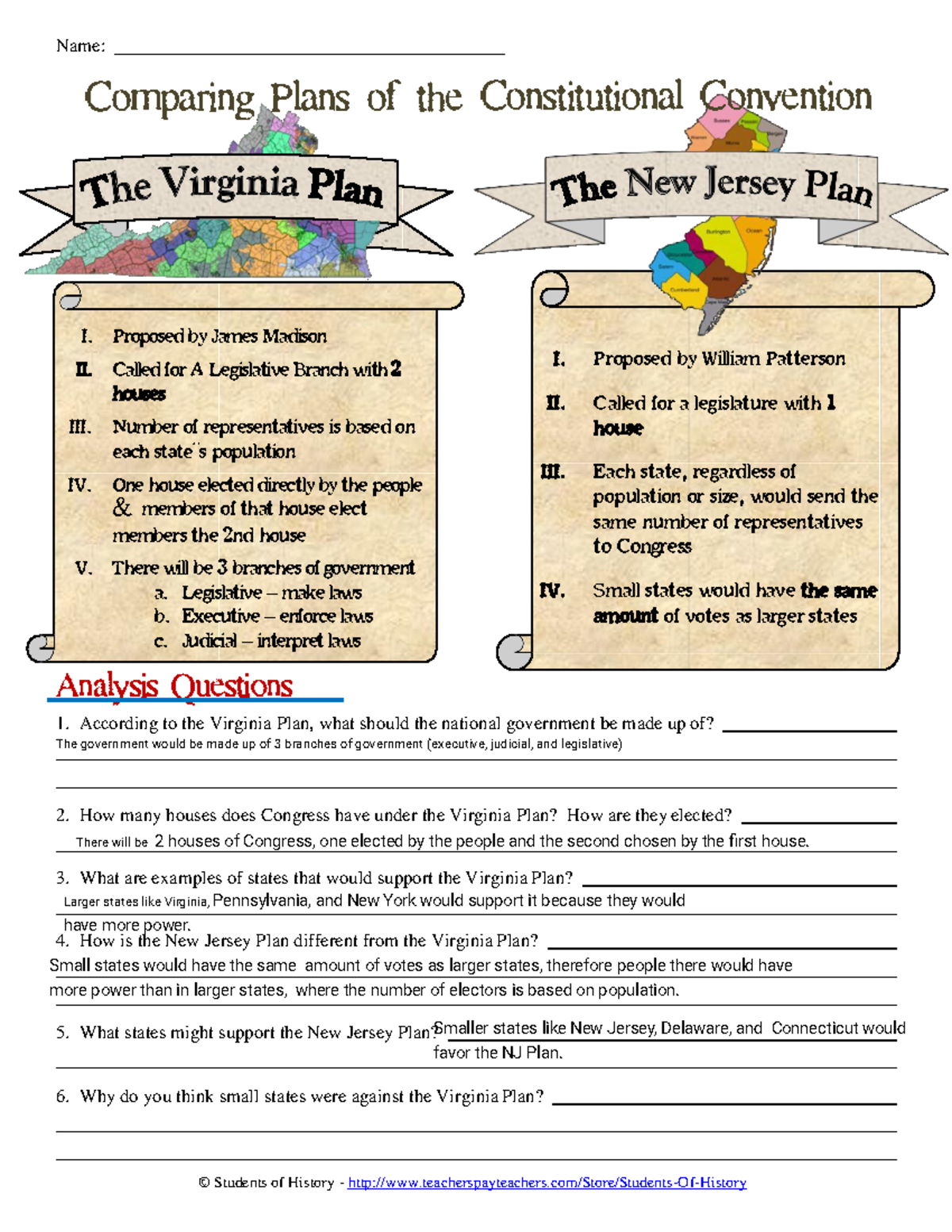 Kami Export - Comparing Plans of the Constitutional Convention For ...