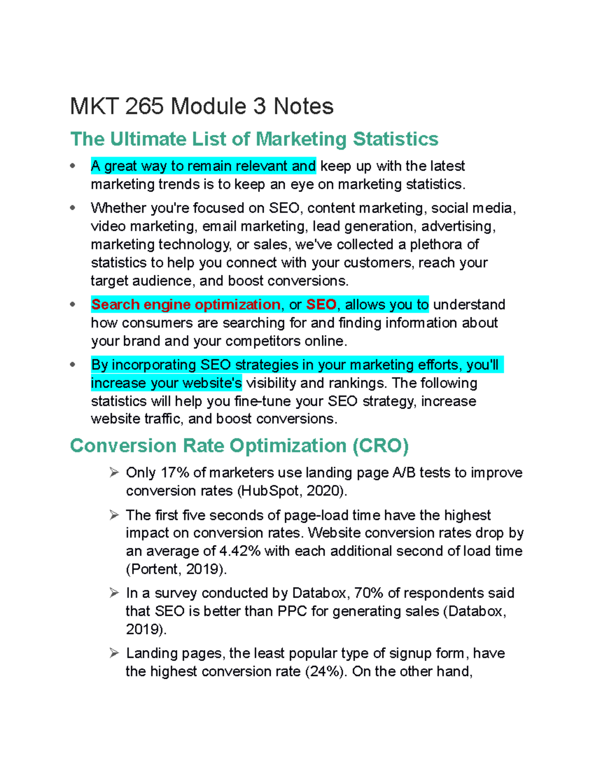 MKT 265 Module 3 The Ultimate List of Marketing Statistics - MKT 265 ...