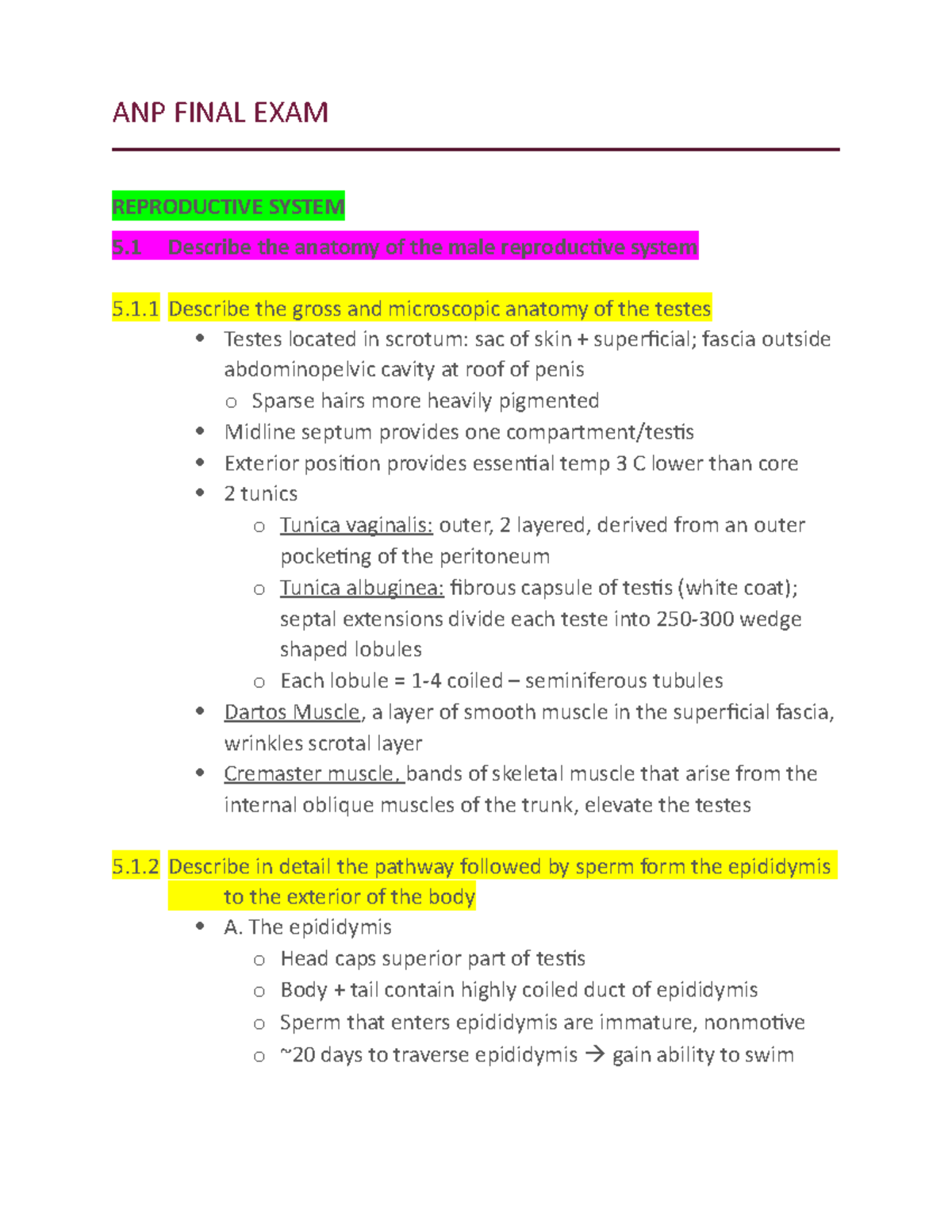 ANP Final EXAM - Summary of notes from ANP - ANP FINAL EXAM ...