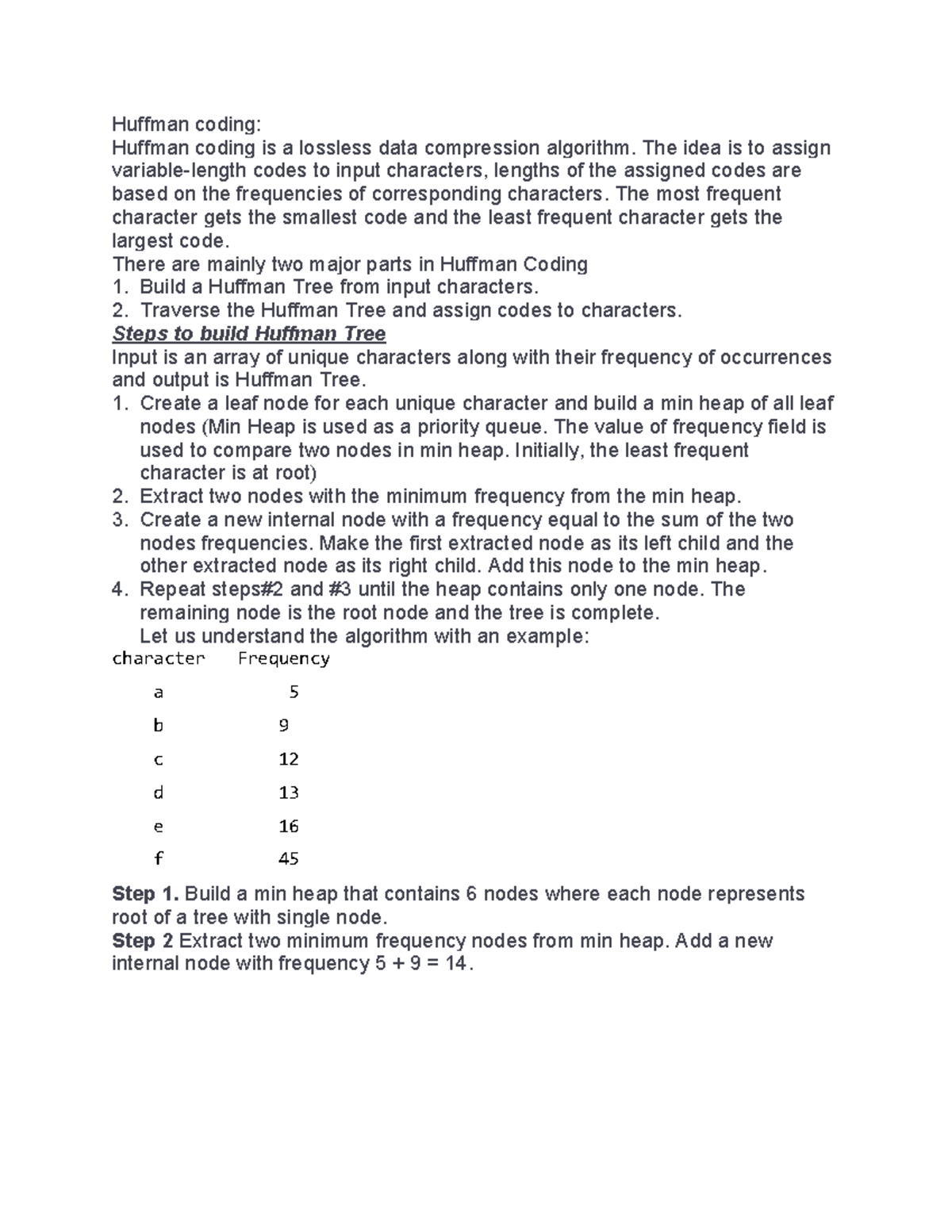 Huffman coding - sheeja - Huffman coding: Huffman coding is a lossless ...