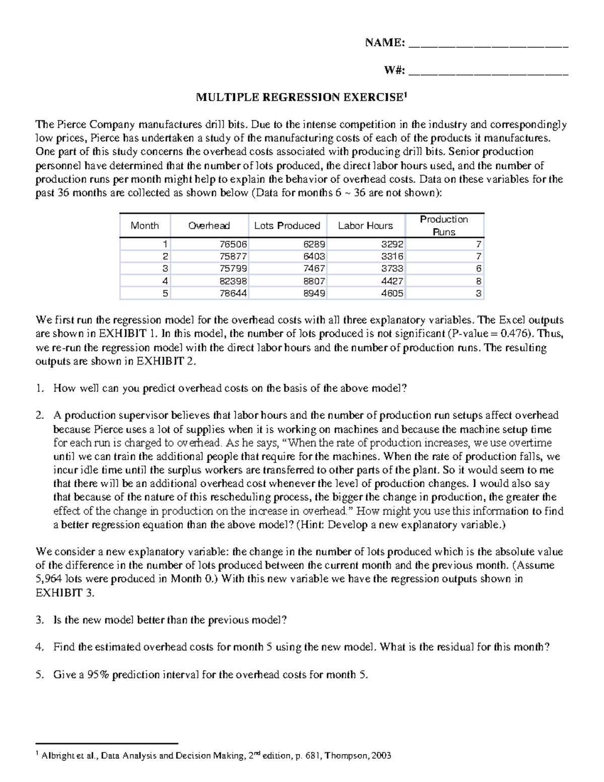 (ex 9) multiple regression exercise-2 - NAME: ___________________________ W#: - Studocu
