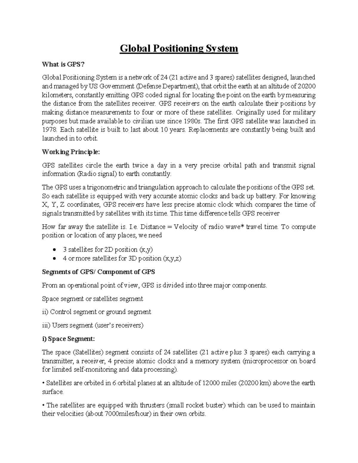 Global Positiong System - Global Positioning System What is GPS? Global ...