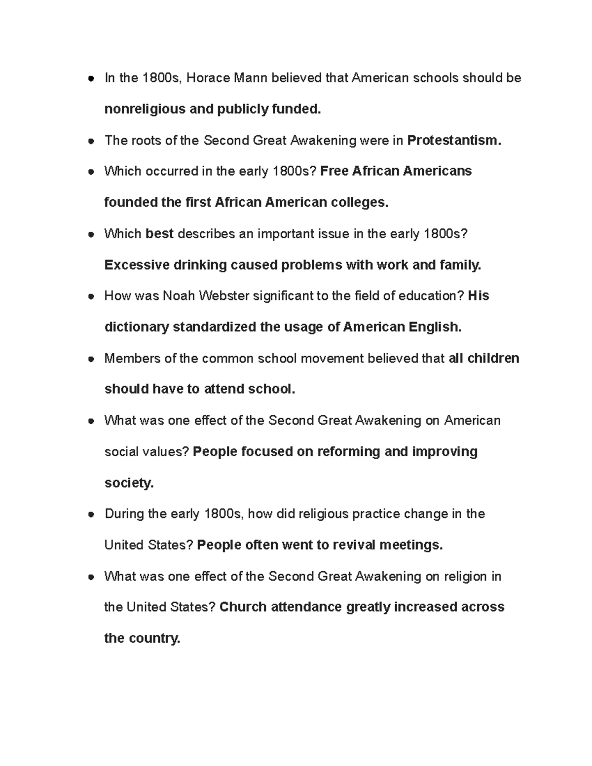 Reform Movements Quiz - Here are some notes that you can use. - In the ...