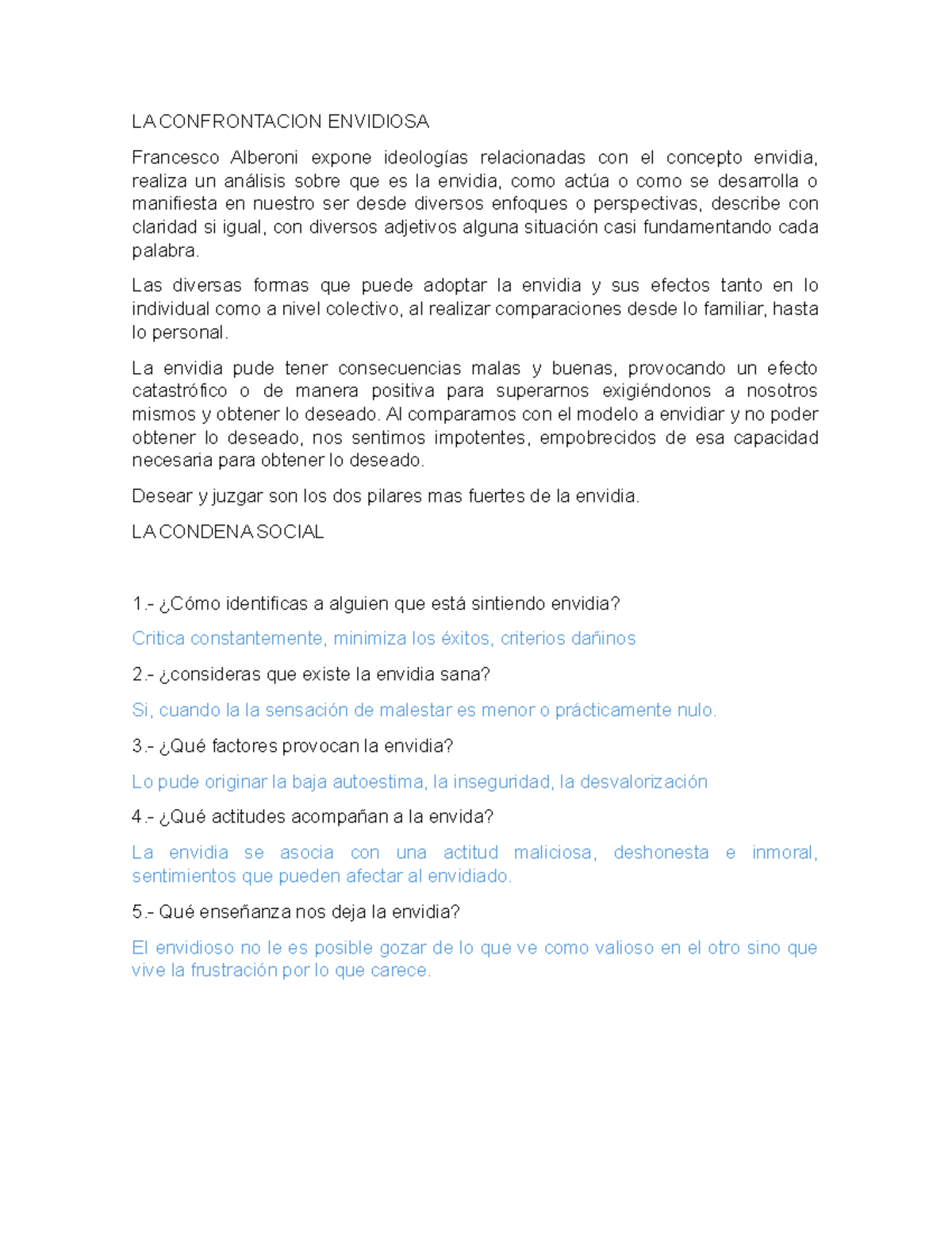 Envidia - ejercicois de refoezaminento - LA CONFRONTACION ENVIDIOSA ...