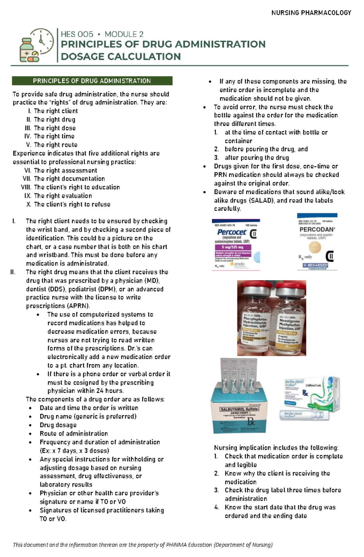 Module 2 - esfseseff - PRINCIPLES OF DRUG ADMINISTRATION To provide ...