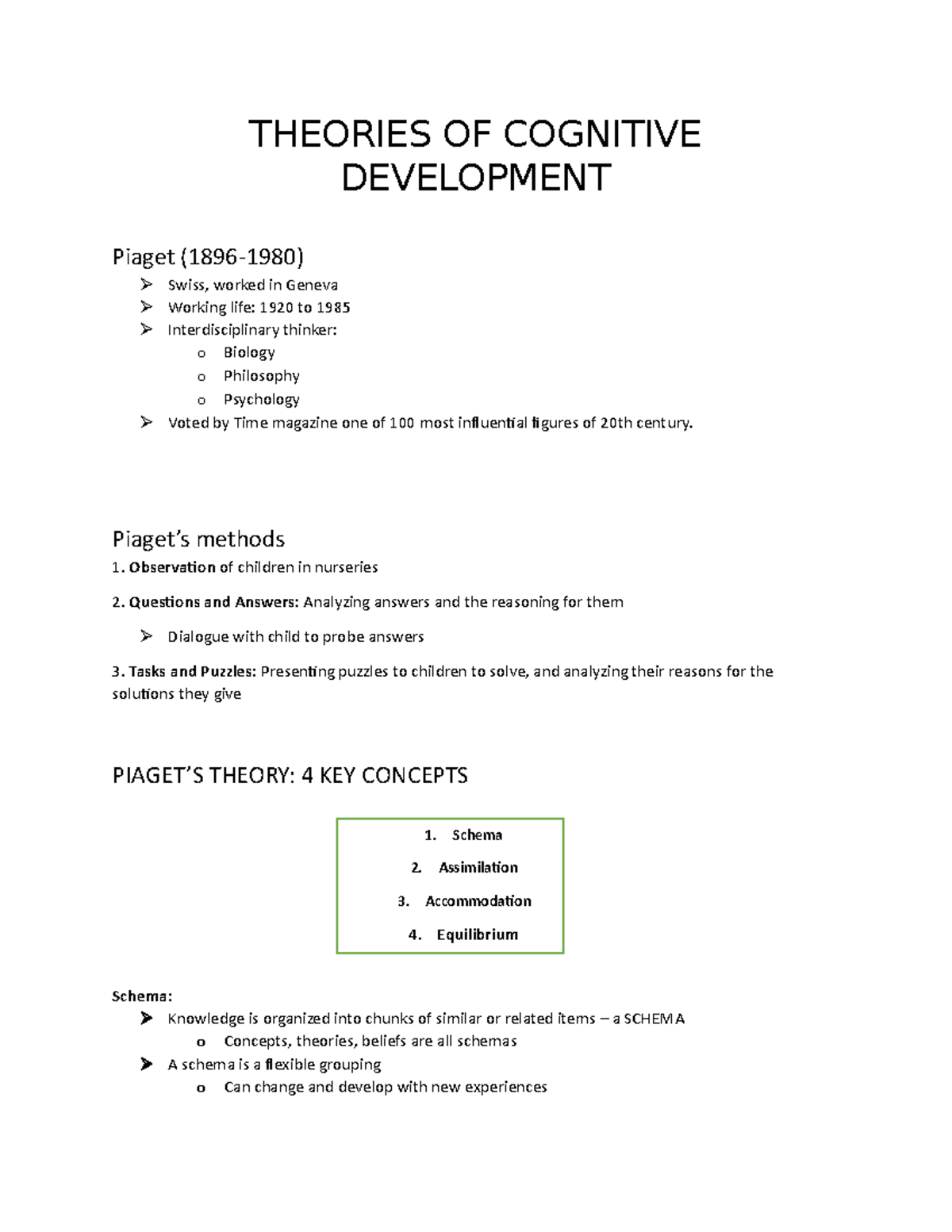 Theories of Cognitive Development - THEORIES OF COGNITIVE DEVELOPMENT ...