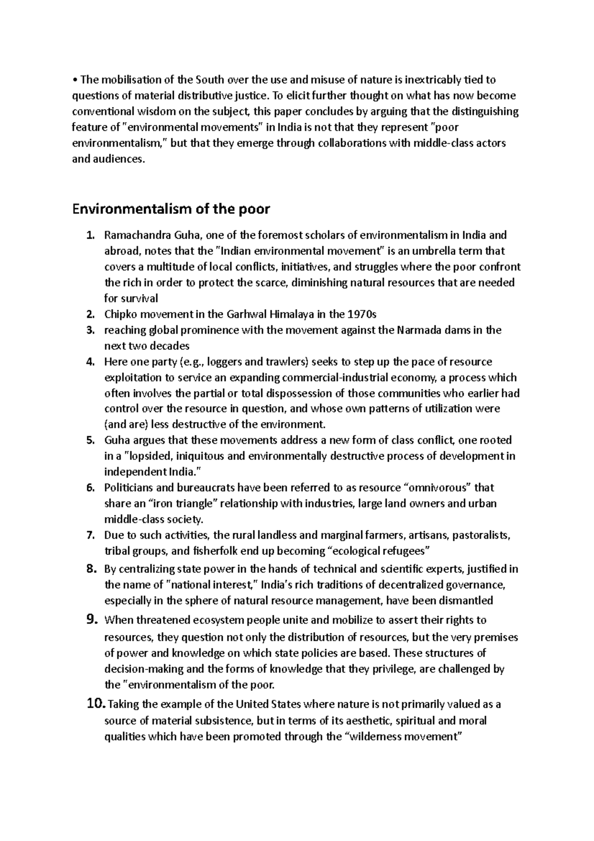 notes on environmentalism - Foundation of Social Science II - Studocu