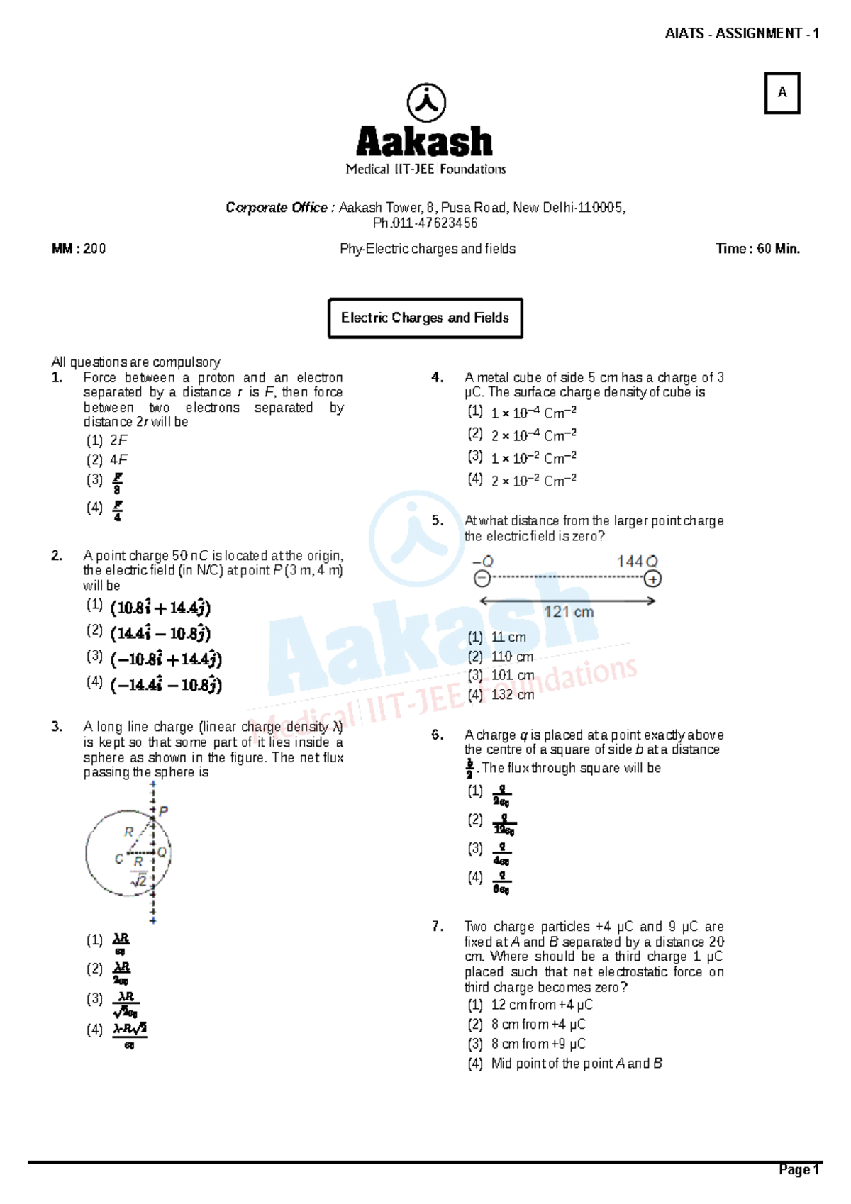 Aiats-1 - Assignment - Question Paper - A MM : 200 Time : 60 Min ...