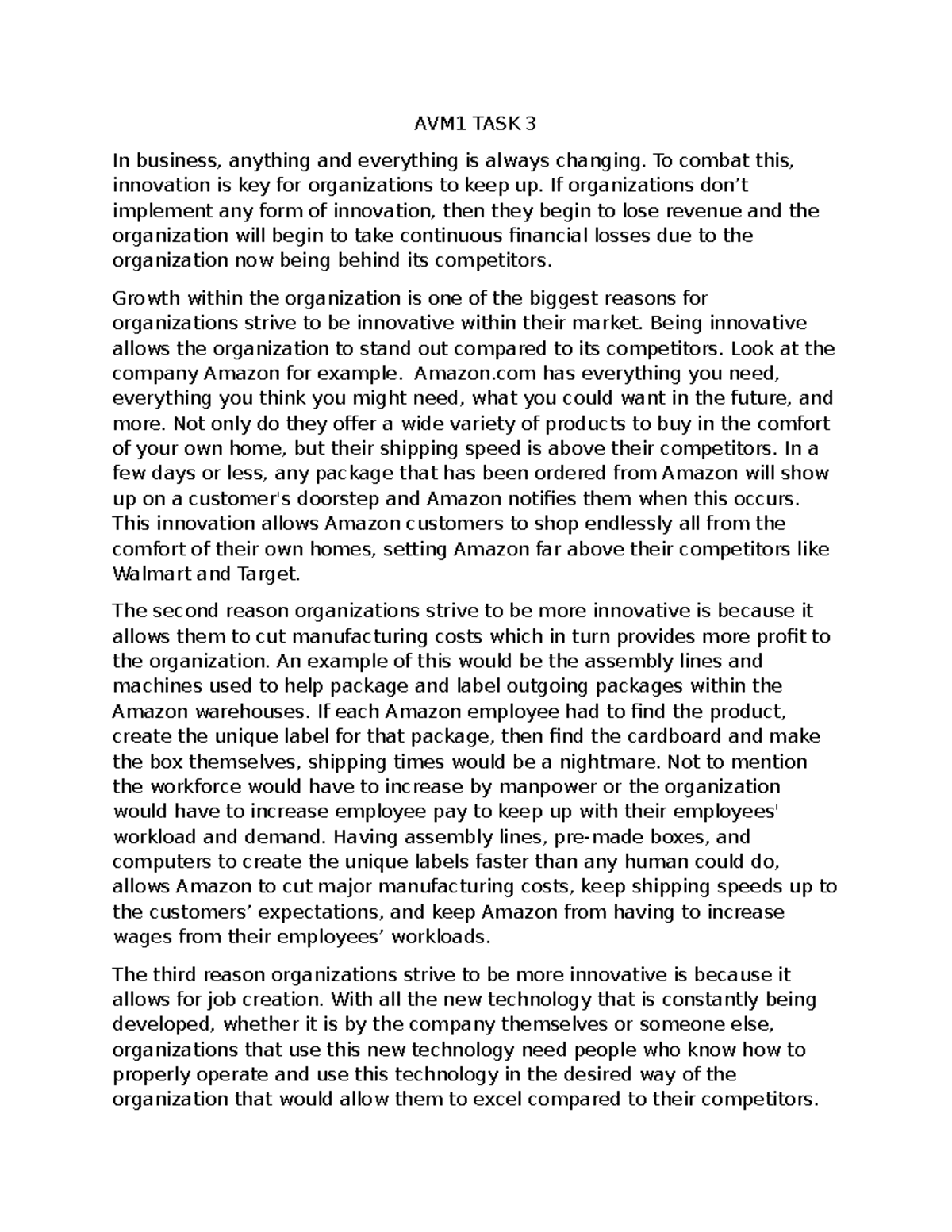 AVM1 TASK 3 - i passed - AVM1 TASK 3 In business, anything and ...