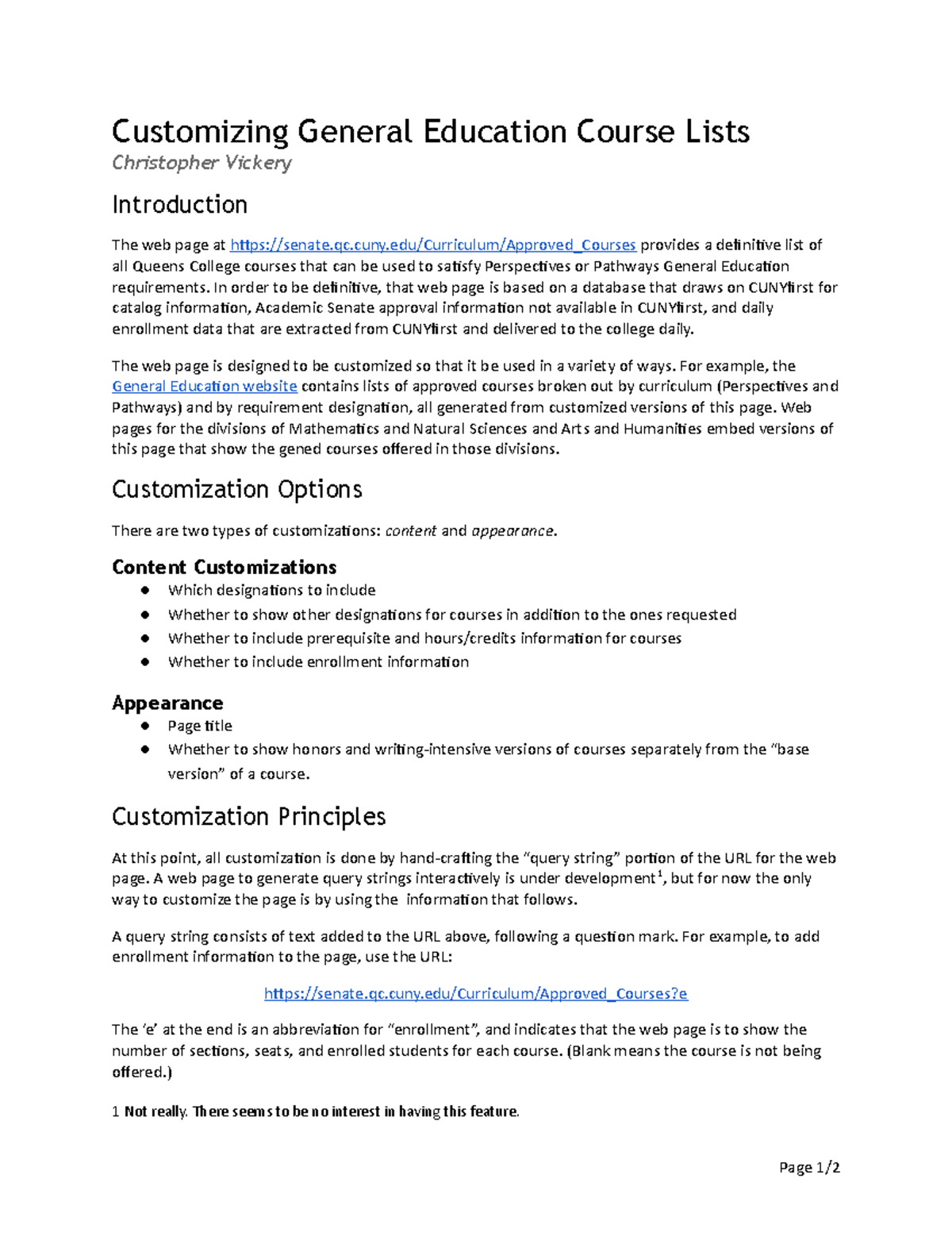 Customizing General Education Course Lists - Customizing General ...