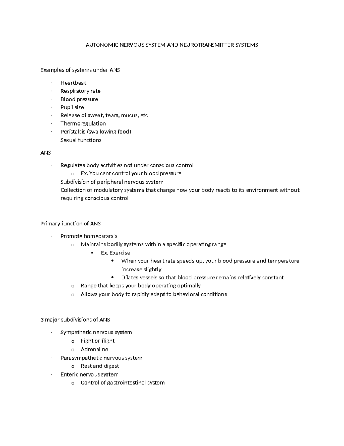 Autonomic Nervous System Lec 7 - AUTONOMIC NERVOUS SYSTEM AND ...