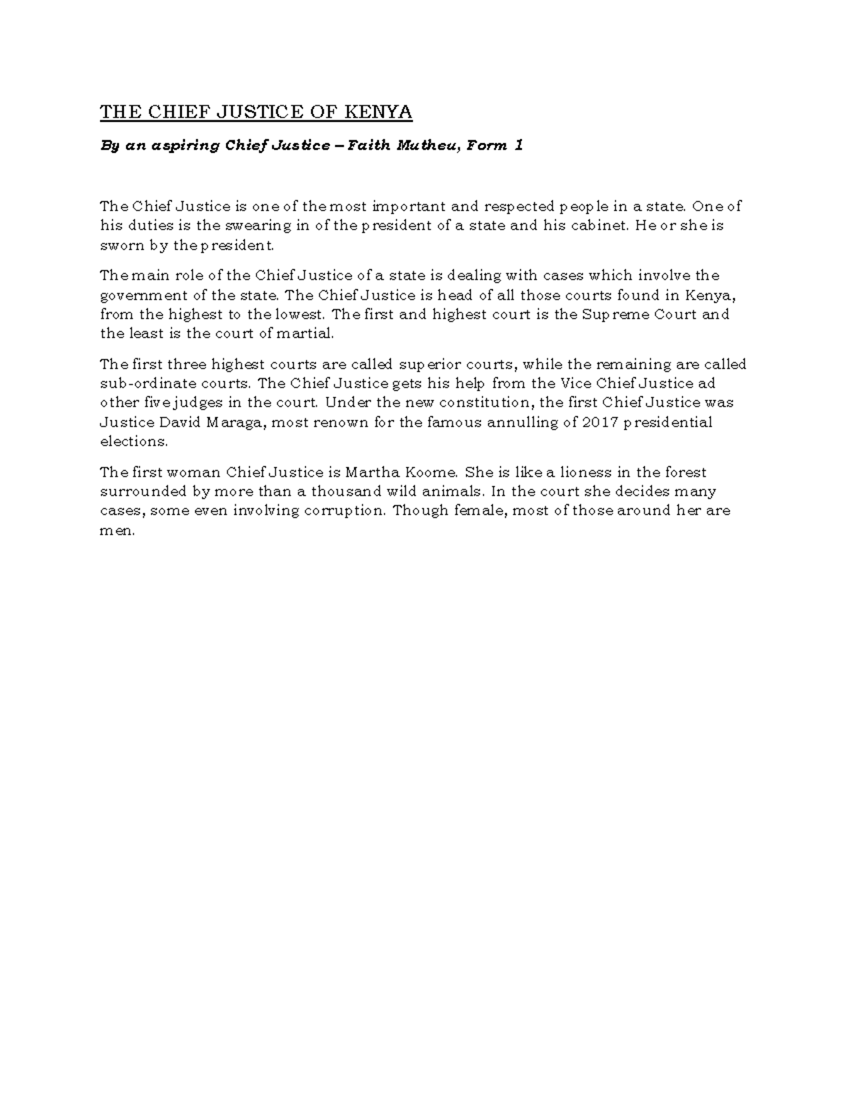 THE Chief Justice - BY Faith Mutheu , aspiring Chief Justice - THE ...