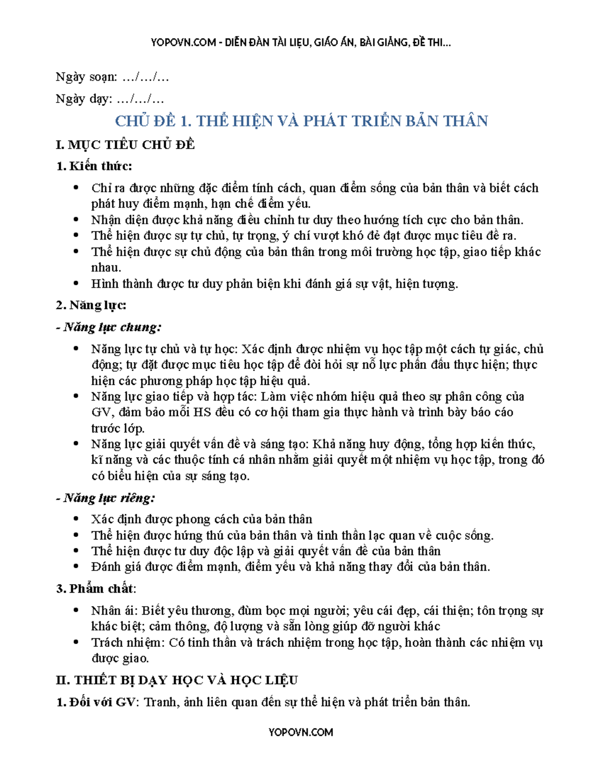 Yopovn.COM-GIAO AN Hdtnhn 10 CD1-CD4 CTST - Ngày soạn: .../.../... Ngày dạy: .../.../... CHỦ ĐỀ ...