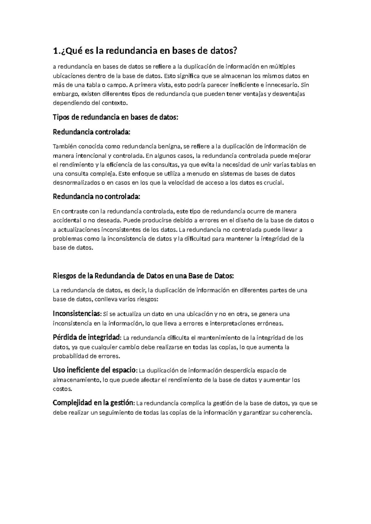 Trabajo de redundancia clave primaria y foranea - 1.¿Qué es la ...
