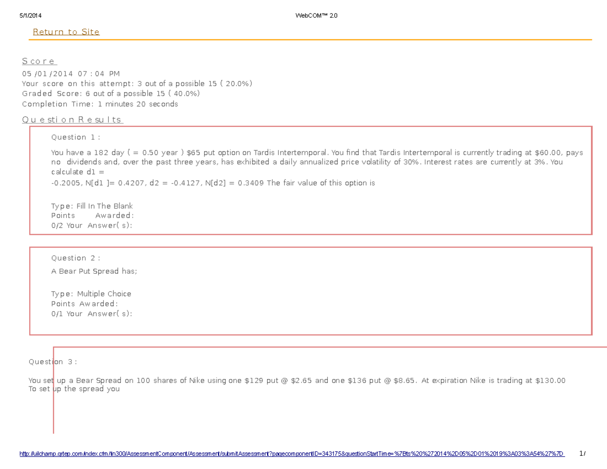 Homework Quiz Week 13 Attempt 3 - 5/1/2014 WebCOM™ 2. - Studocu