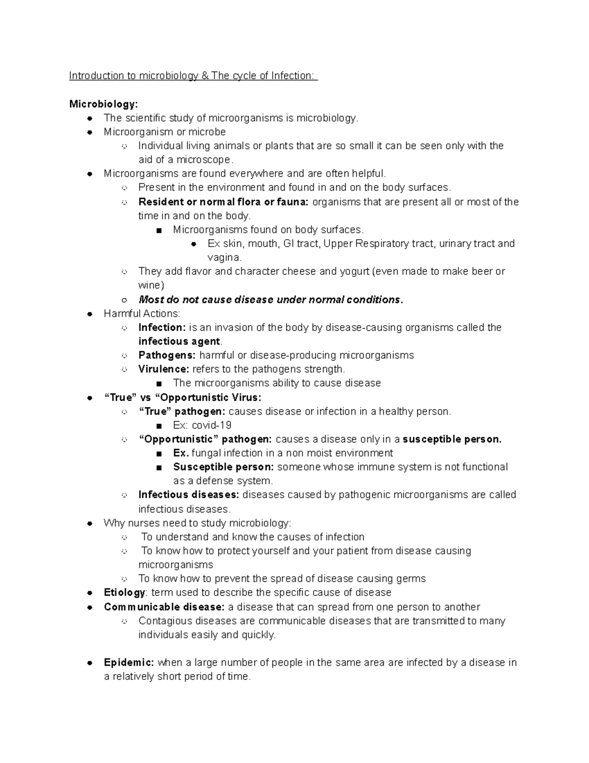 Microbiology Test #1 - Introduction to microbiology & The cycle of ...