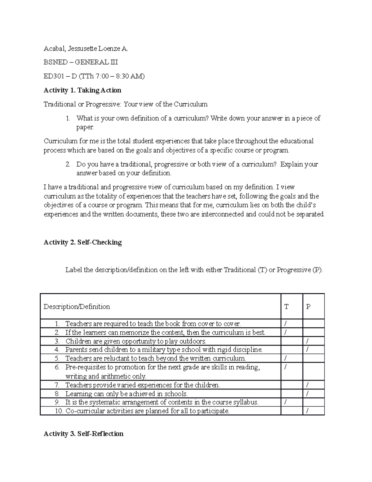 The School Curriculum - Lecture notes 3 - The Teacher & The School ...