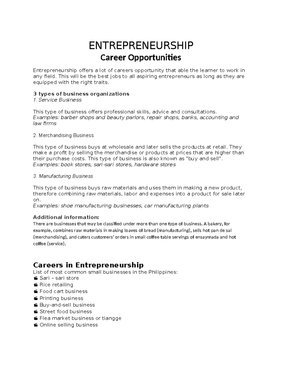 Entrepreneurship-career-opportunity - ENTREPRENEURSHIP Career ...
