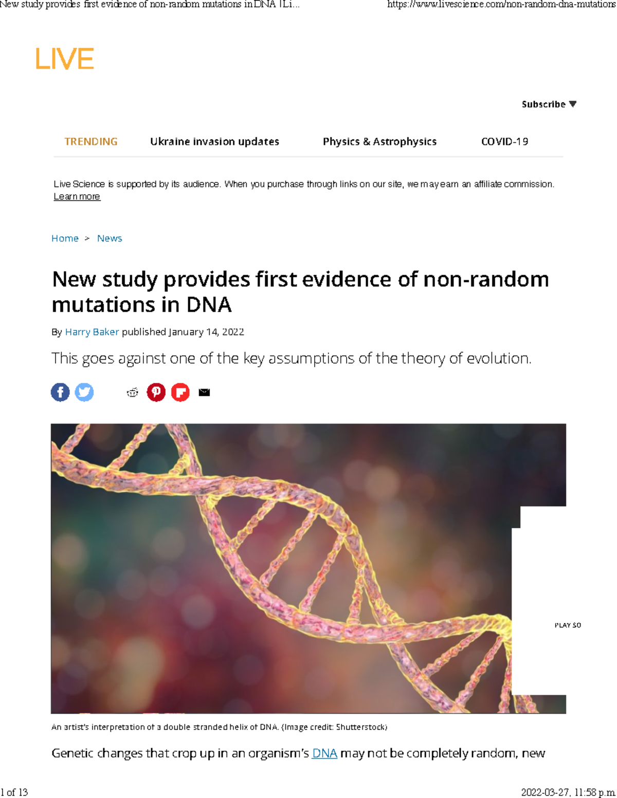 New study provides first evidence of non-random mutations in DNA Live ...