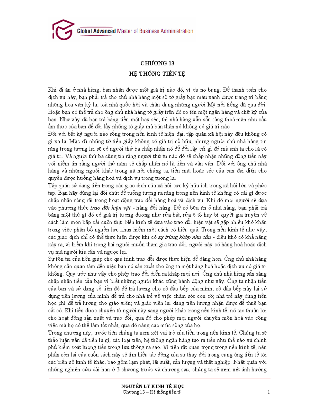 Chuong 13 He thong tien te - The moneytary system - NGUY N L› KINH T¾ HàC CH ̄¡NG 13 HÞ THÞNG ...