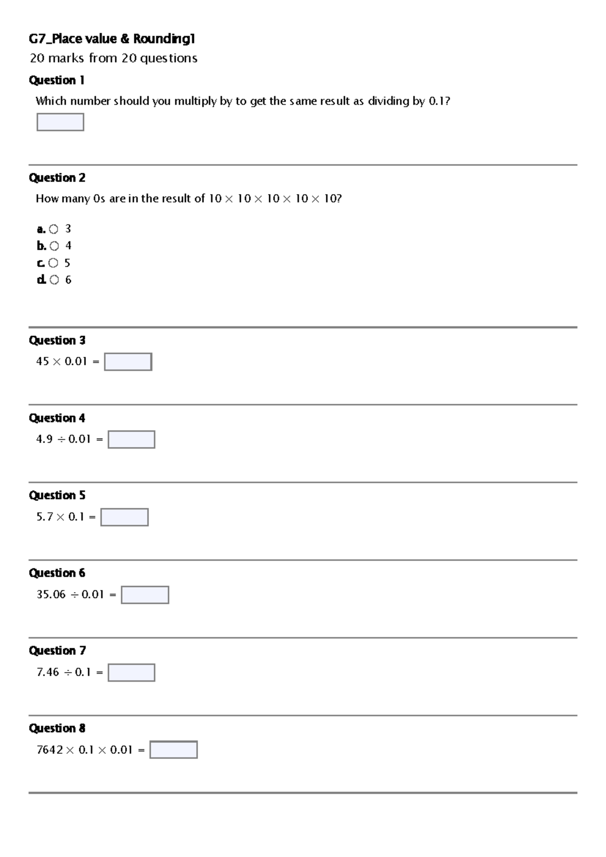 G7 Place-value-&-Rounding 1 - G7_Place value & Rounding 20 marks from ...
