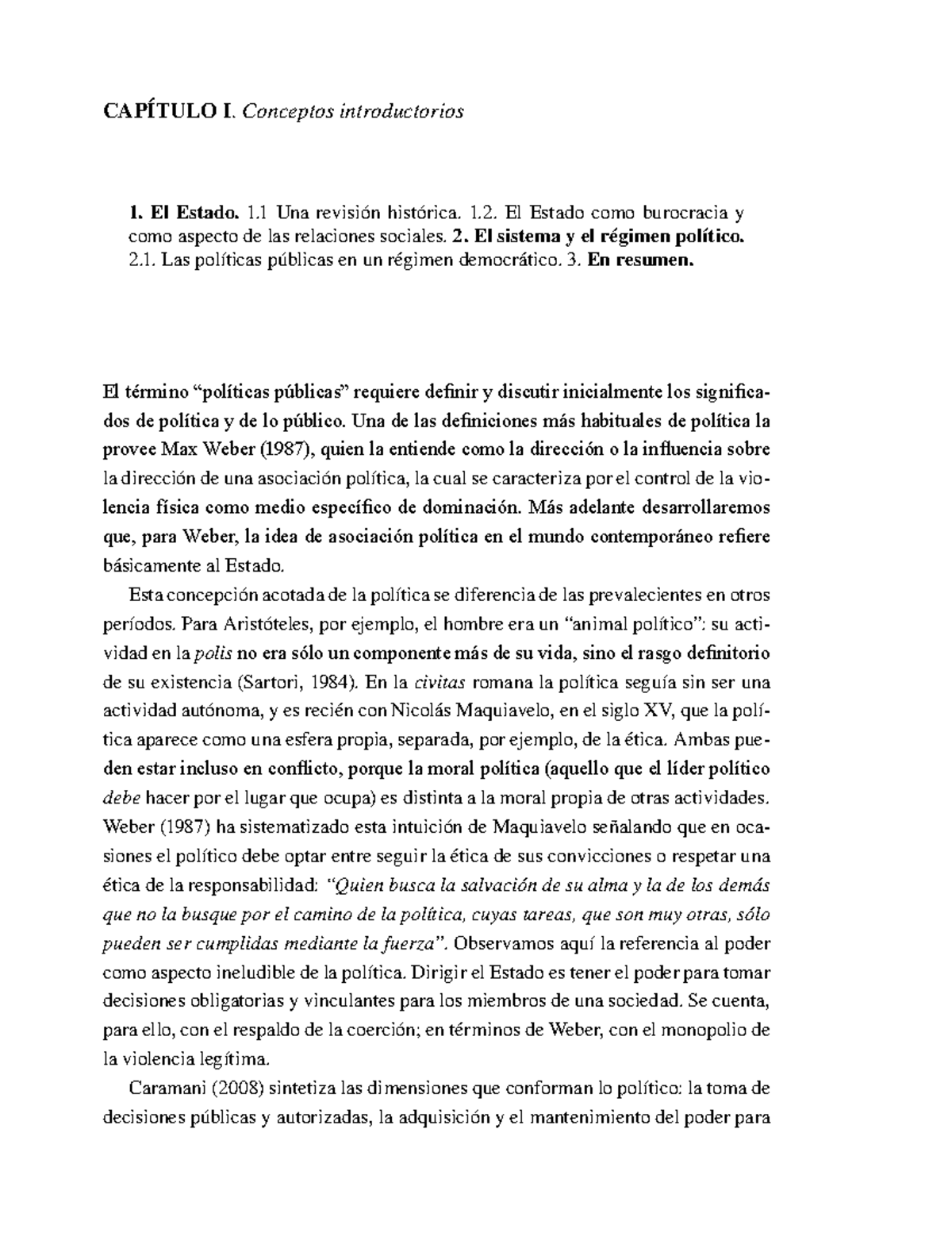 Cap 1Jaime - Texto unidad uno - CAPÍTULO I. Conceptos introductorios El Estado. 1 Una revisión ...
