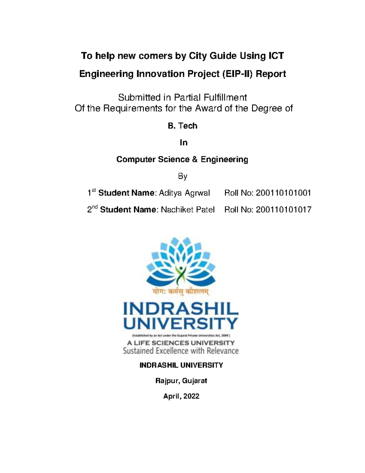 Sample EIP-II Report - EIP project: To help new comers by city guide using ICT - To help new ...