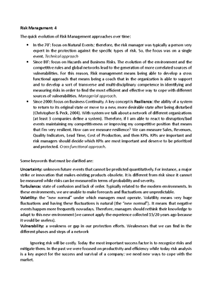 Lesson 11 Risk management - Risk Management – Lucieto 1/12/ In order to ...