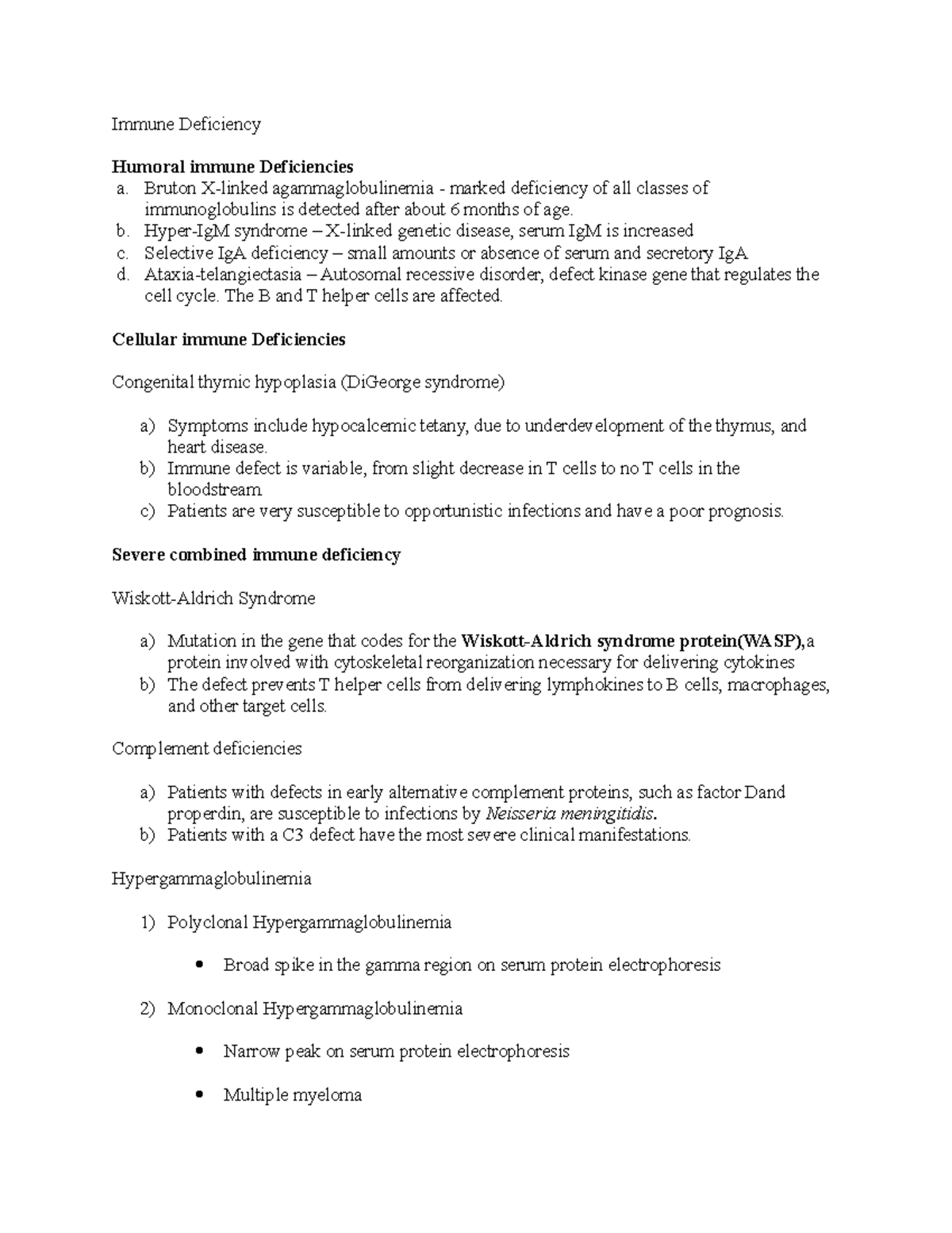 Immunongalang - Small reviewer using Ciulla - Immune Deficiency Humoral ...