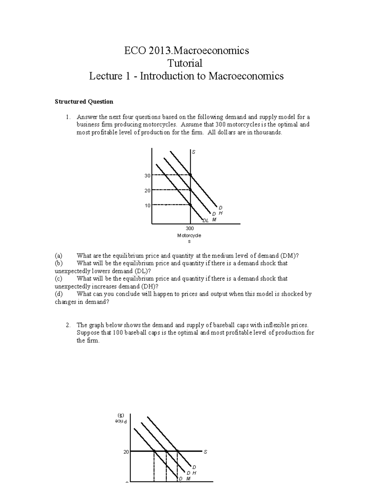 Tutorial.1. microeconomic manipal university college - ECO 2013 ...