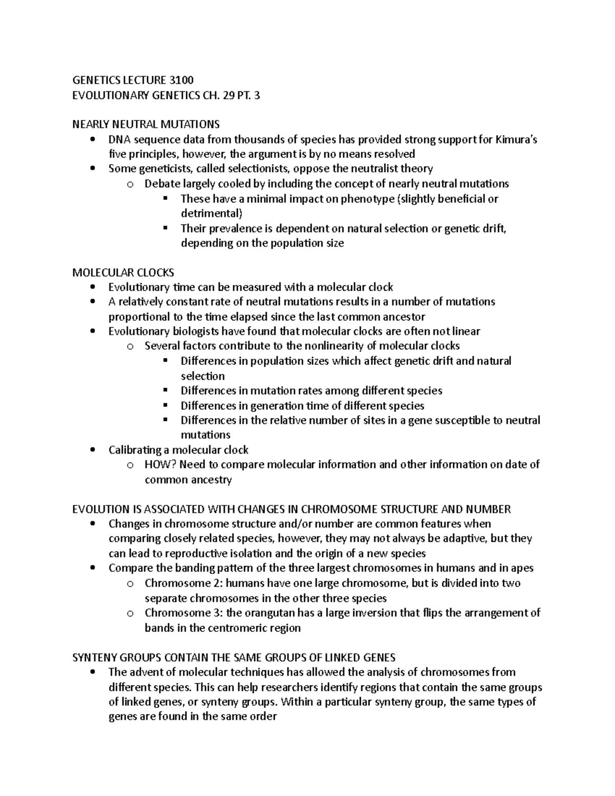 Genetics Lecture Ch 29 Pt 3 Genetics Lecture 3100 Evolutionary