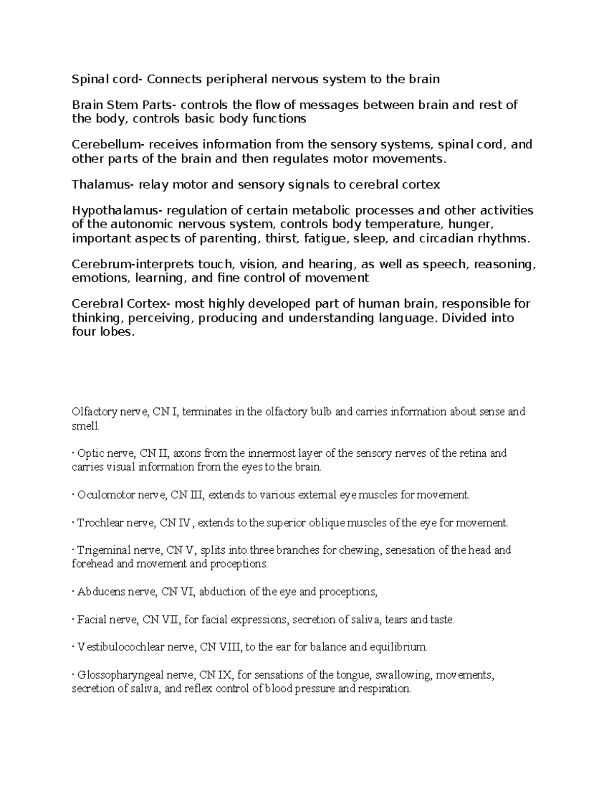 Spinal cord - Notes - Spinal cord- Connects peripheral nervous system ...