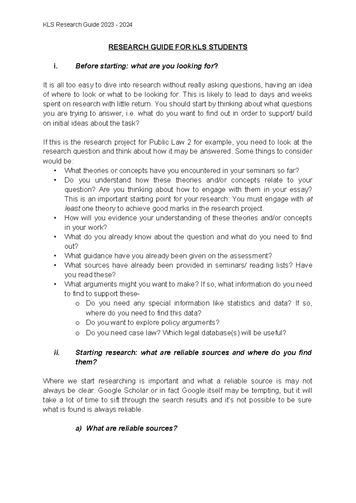 KLS Research Guide for Students 2023 - 24 - RESEARCH GUIDE FOR KLS ...