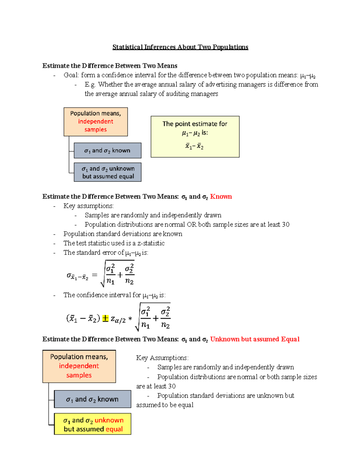 BU255 Week 8 Statistical Inferences About Two Populations - Statistical Inferences About Two ...