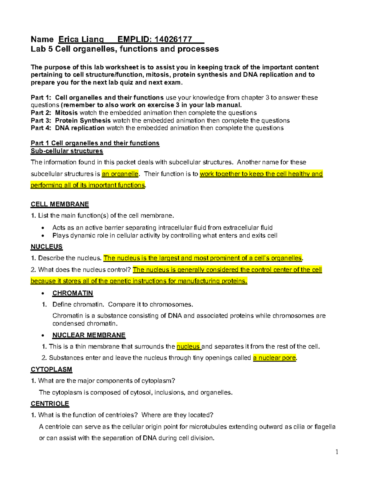BIO 11 Lab Report #5 Cell organelles, functions, and processes - Name ...
