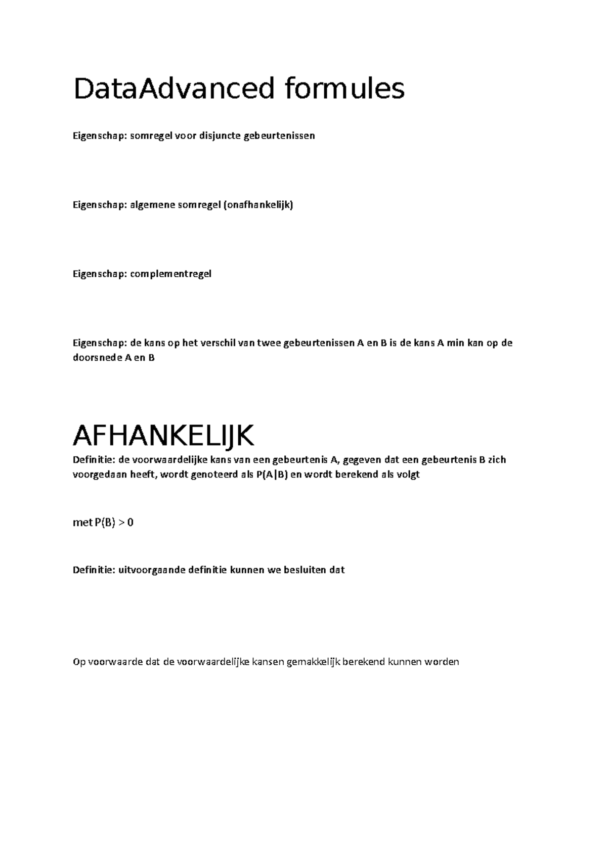 Data Advanced-formules - DataAdvanced formules Eigenschap: somregel ...