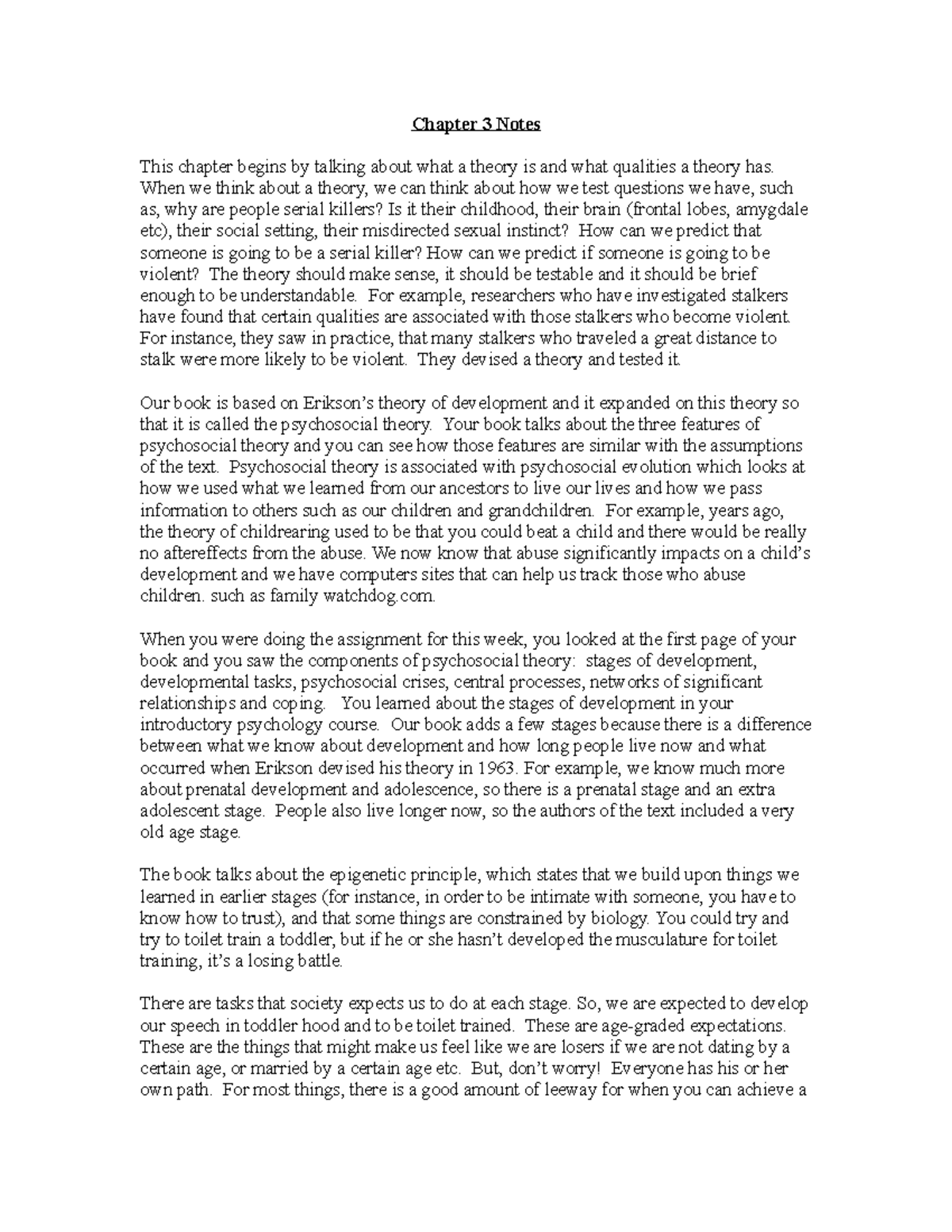 Chapter 3 Notes - Chapter 3 Notes This chapter begins by talking about ...