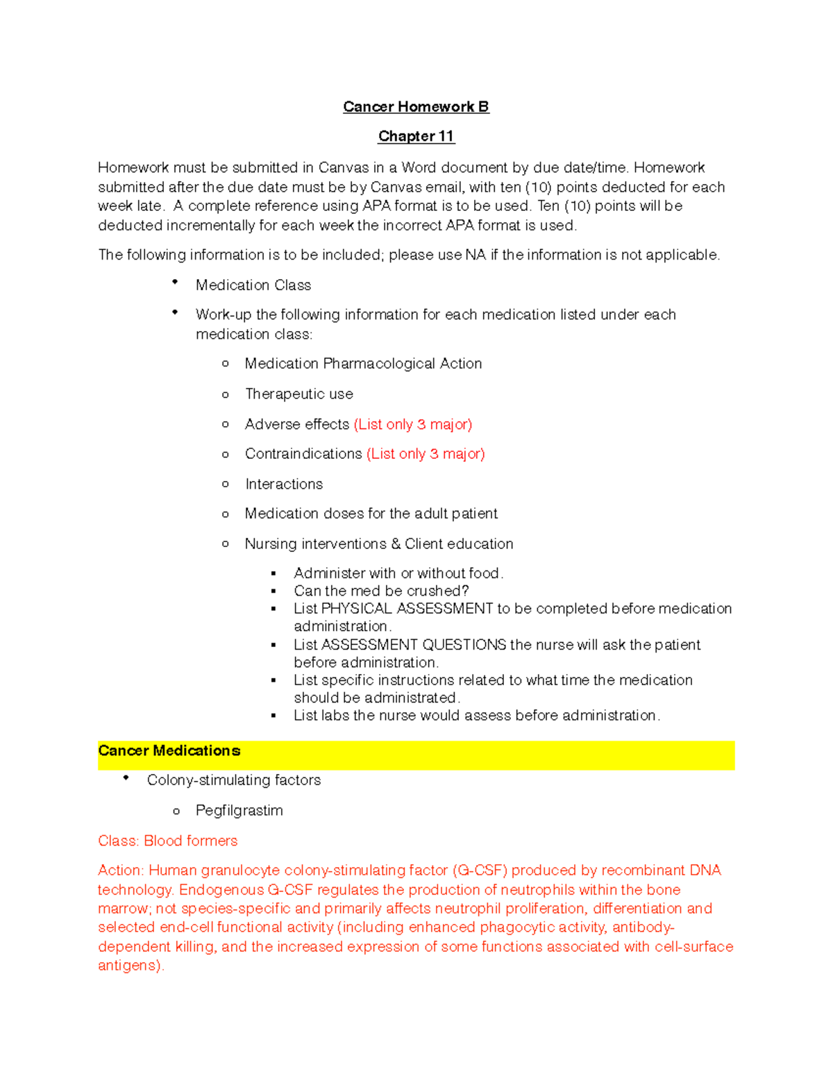 Cancer meds 2 - Med resource template - Cancer Homework B Chapter 11 ...