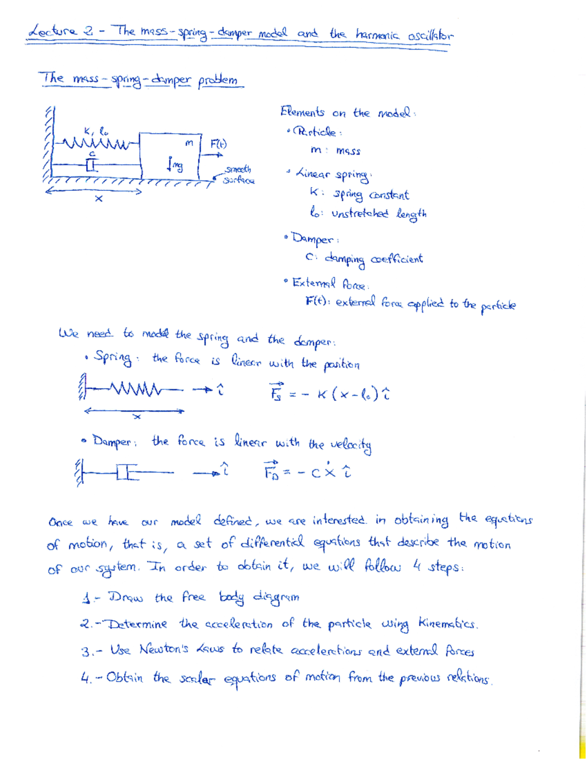 Lecture 2 - MSDmodel - Harmonic oscillator - AAE 34000 - Studocu