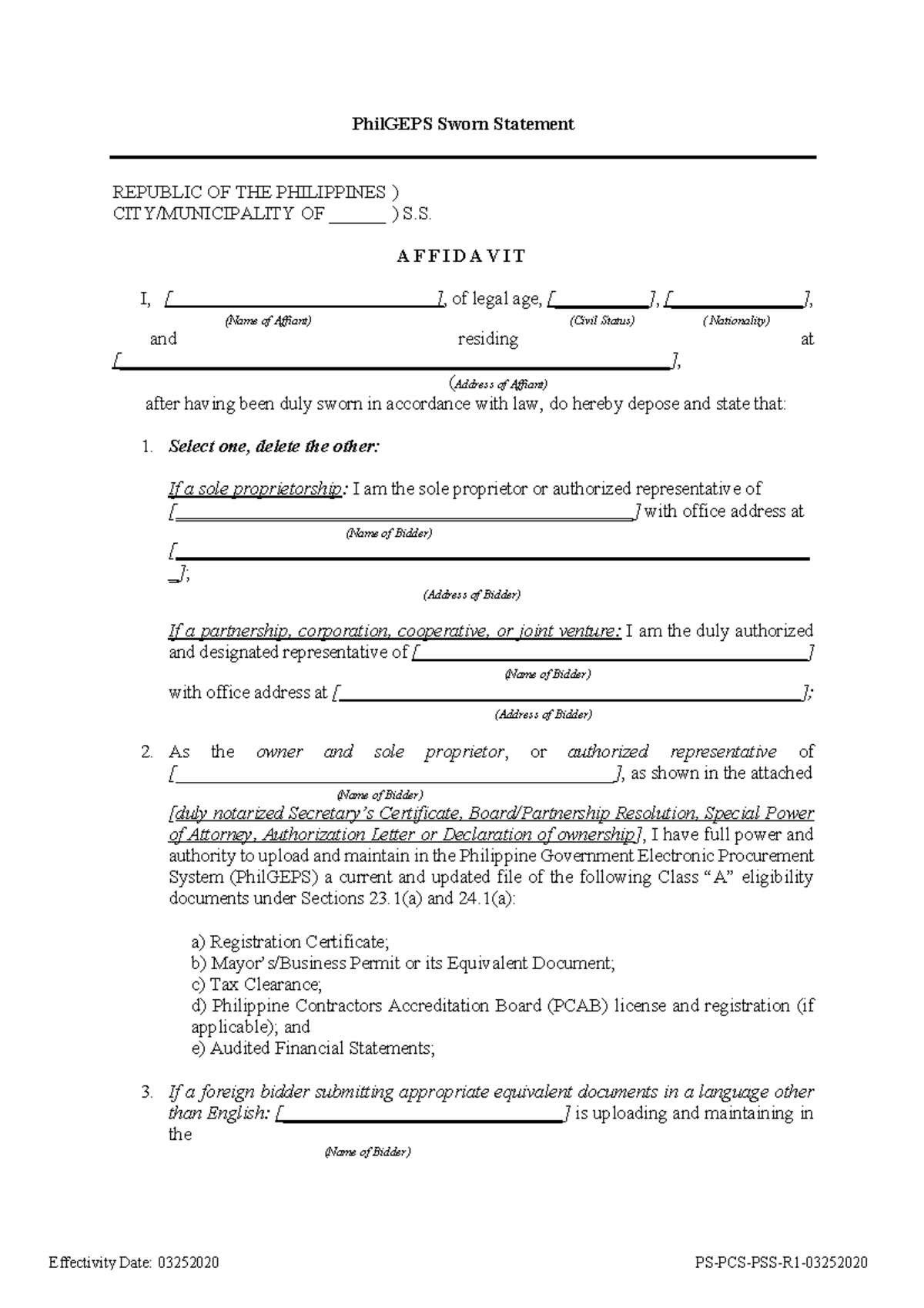 1625106554 PSS-R1 - Sworn Statement - Effectivity Date: 03252020 PS-PCS ...
