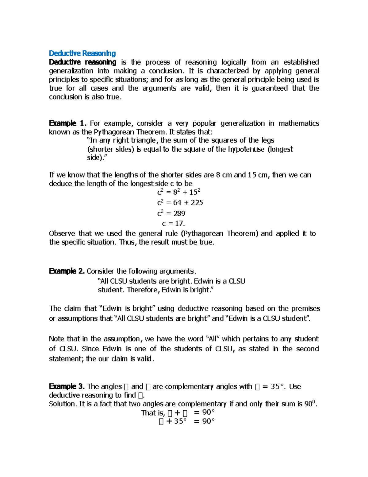 Deductive reasoning - Deductive Reasoning Deductive reasoning is the ...
