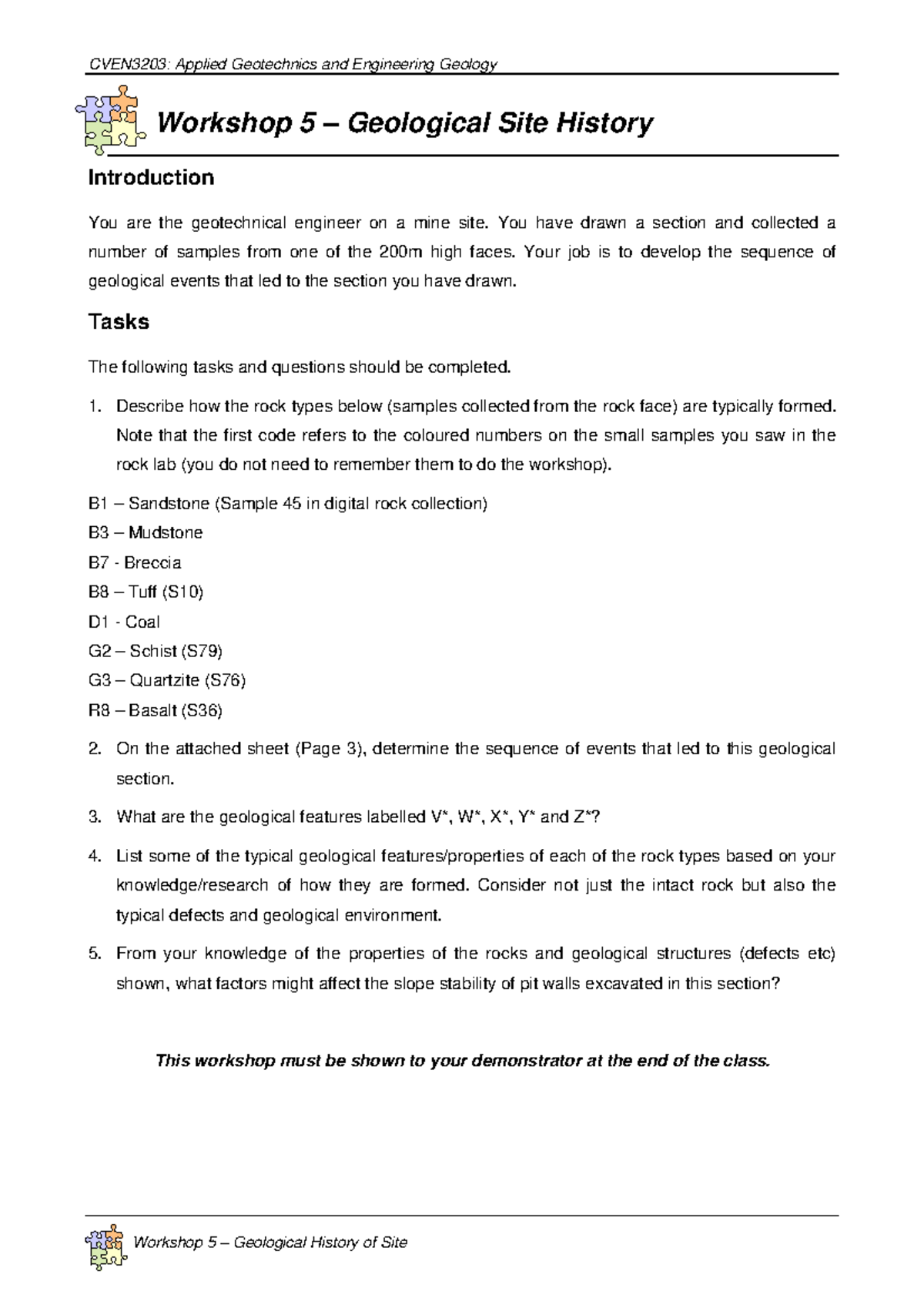 2018 Workshop 5 - Geo Site History - CVEN3203: Applied Geotechnics and ...