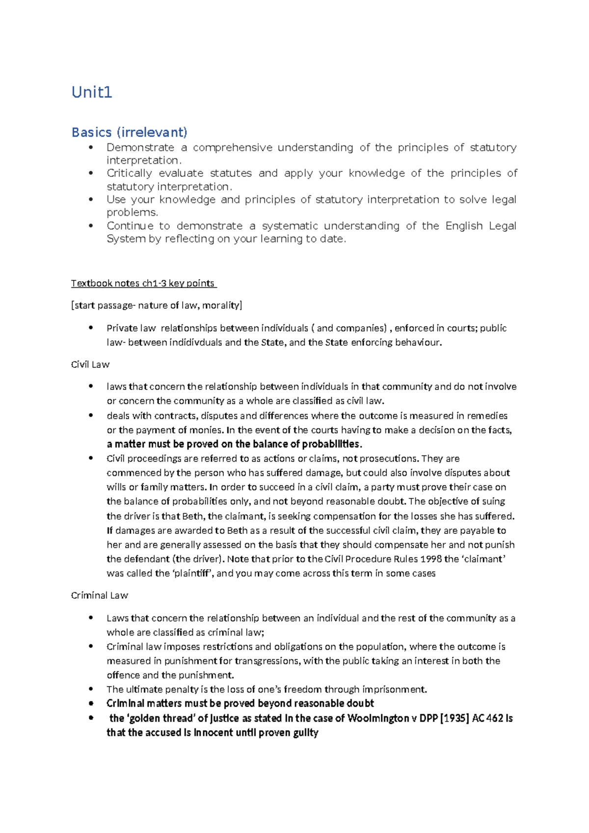 ELS notes- updated - Unit Basics (irrelevant) Demonstrate a ...